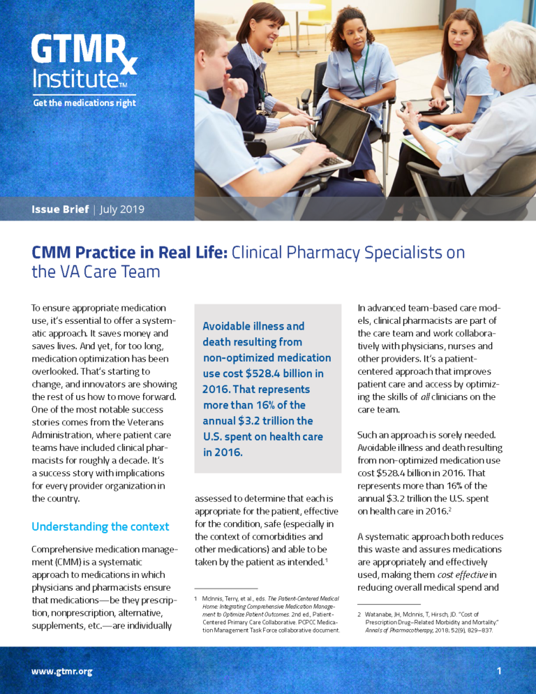 Issue brief | CMM Practice in Real Life: Clinical Pharmacy Specialists ...